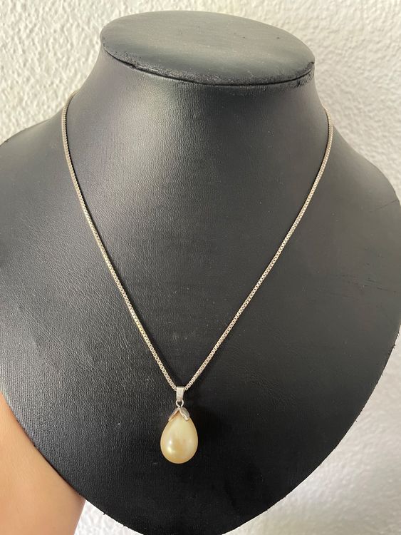 Collier avec pendentif en perle véritable en argent (D'occasion) à ...