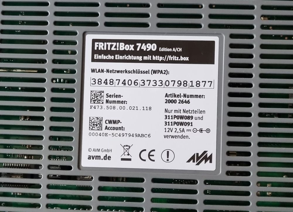 Fritzbox Router 7490 Edition A/CH (Gebraucht) in Thun für CHF 35 – mit ...