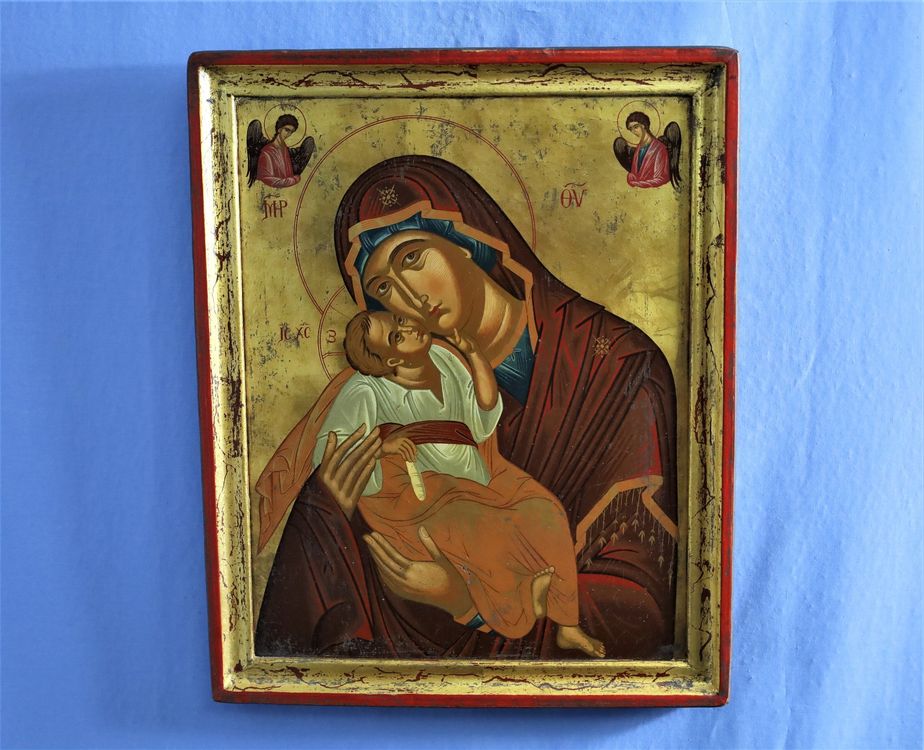Maria mit Kind, Ikone in Tempera / Ölfarben auf Holz | Kaufen auf Ricardo