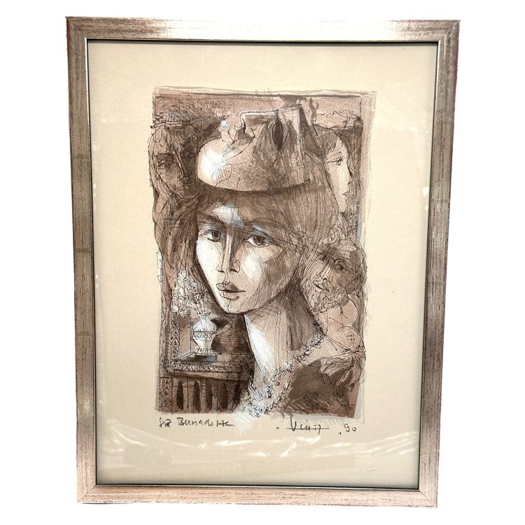 Superbe aquarelle dessin Portrait femme par VINIT | Kaufen auf Ricardo