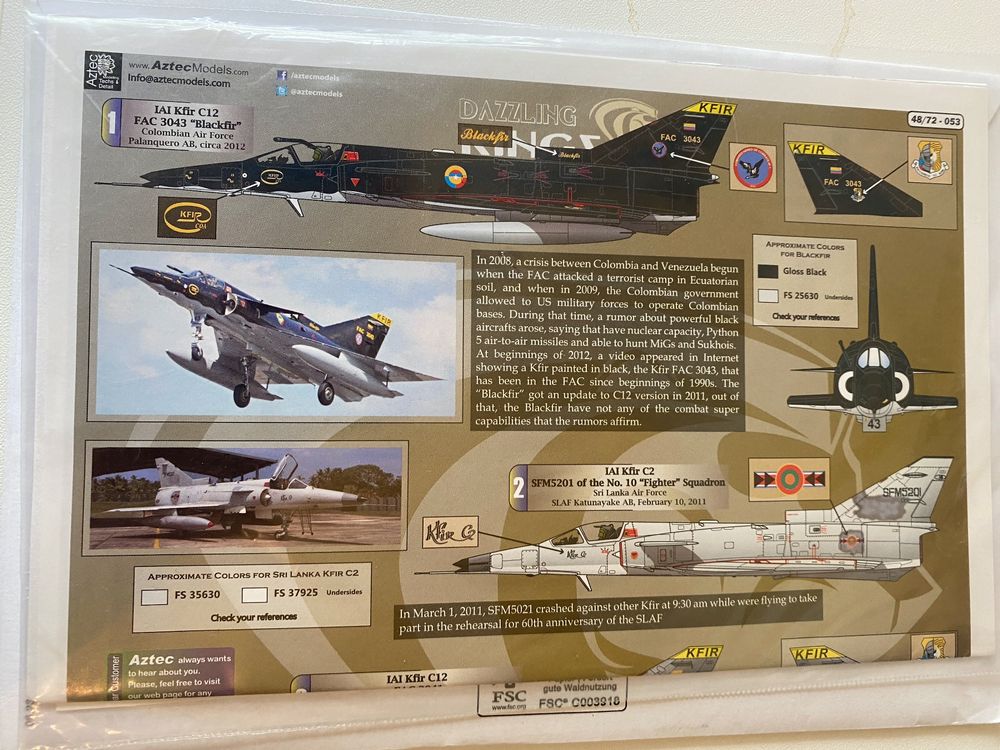 1/48 DAZZLING KINZ KFIR AZTEC DECALS (Gebraucht) in MÜHLEDORF/SO für CHF 8.9 – mit Lieferung auf ...