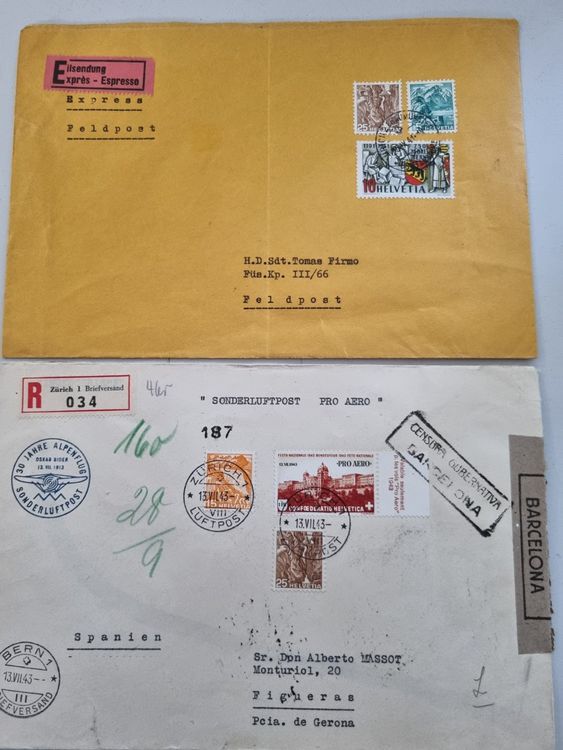 8 grosse Briefe (davon 1x mit Zensur Wehrmacht) (Gebraucht) in für CHF ...