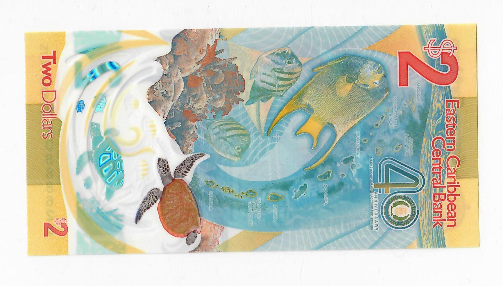 Banknote East Caribbean, 2 Dollar, UNZ (Neu (gemäss Beschreibung)) in ...