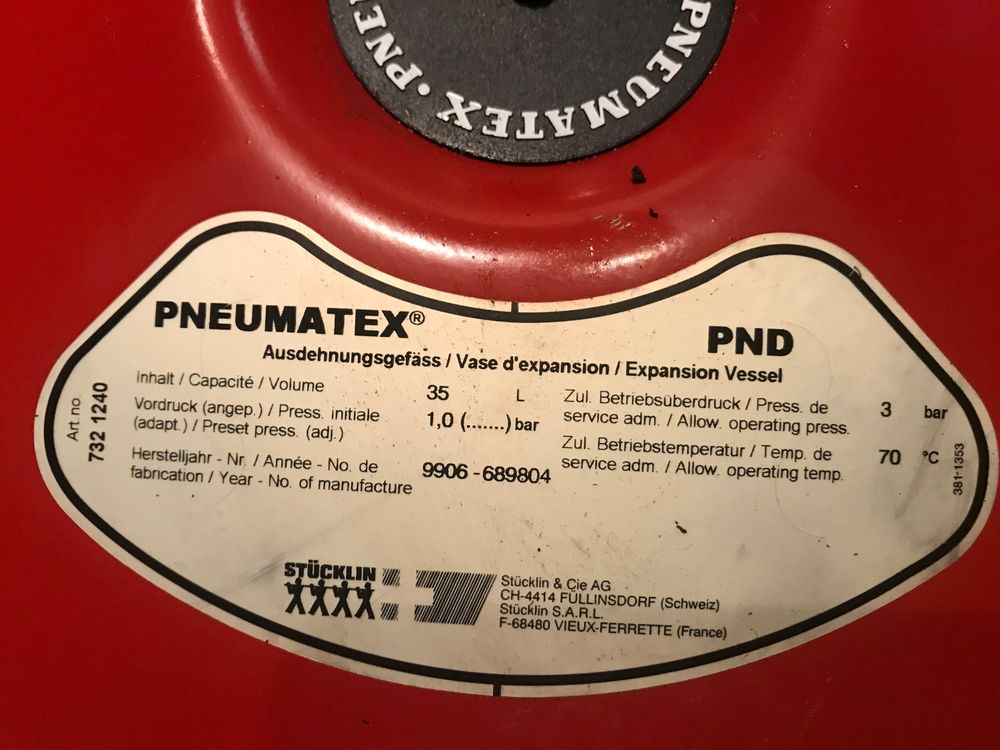 Réservoir d’expansion pneumatex 35L | Kaufen auf Ricardo