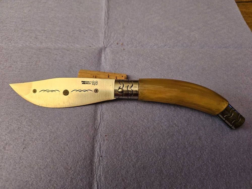 Franco Pusceddu lama 10,5 cm manico in corno bovino (Nuovo e nell ...
