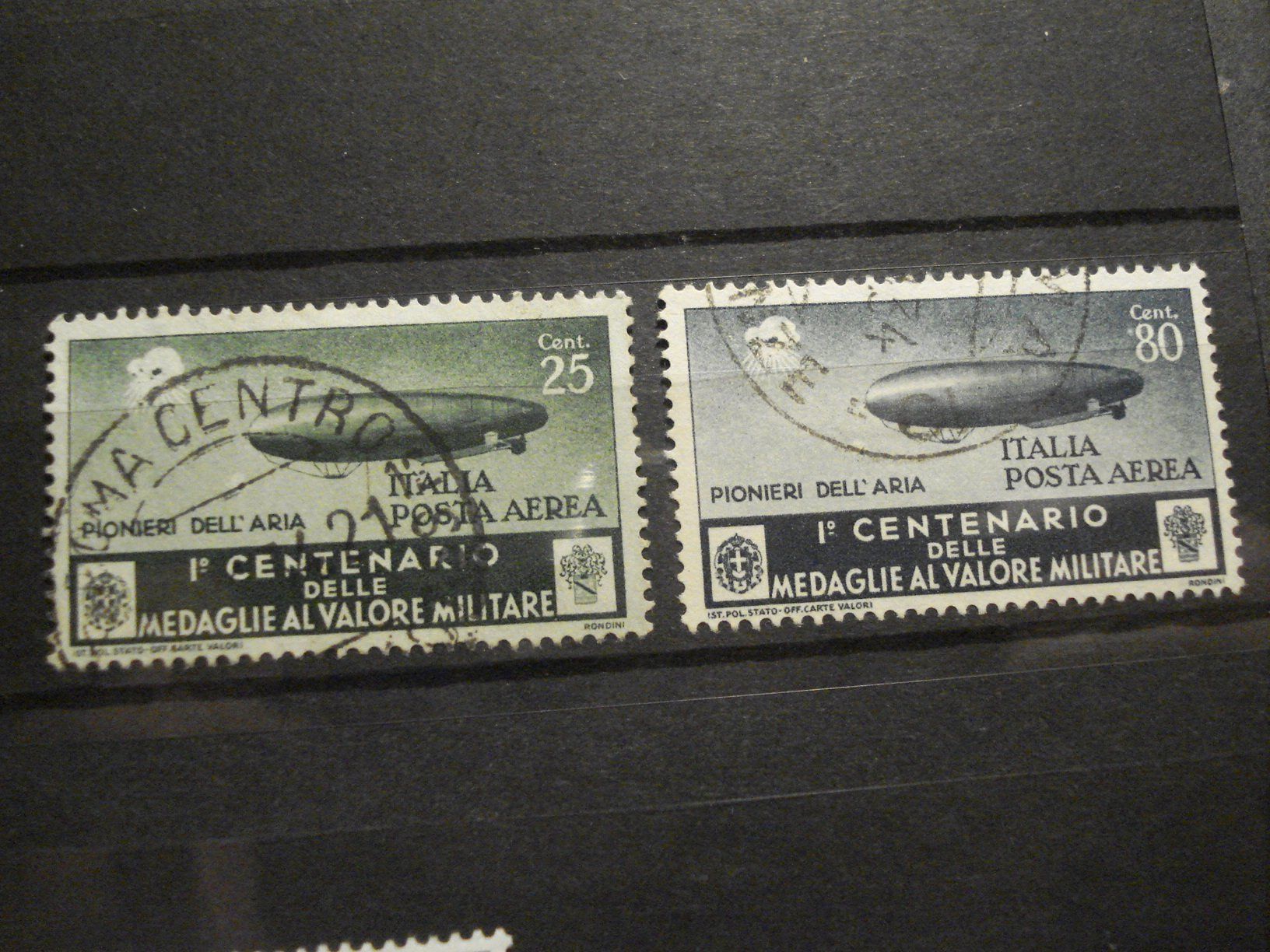 Italien, 2 Marken Flugpost um 1934, o, Zeppelin (D'occasion) à ...