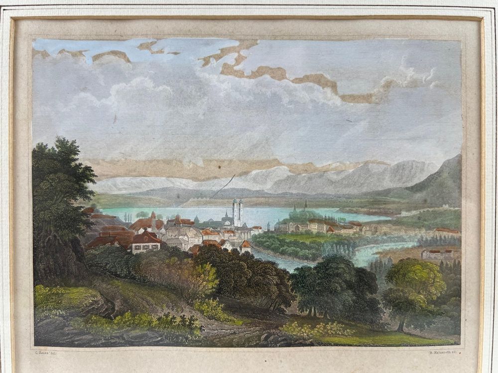 Antike Zürich Kupferstich Echtgoldrahmen (Gebraucht) in Neuhausen am Rheinfall für CHF 5 – mit ...