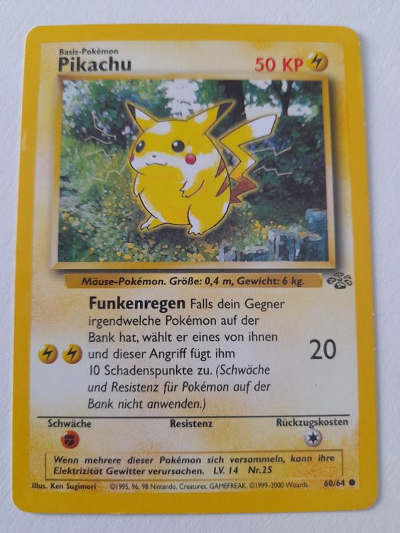 Pickachu Pokemon Karte Jungle Red Cheeks Original (Gebraucht) in ...