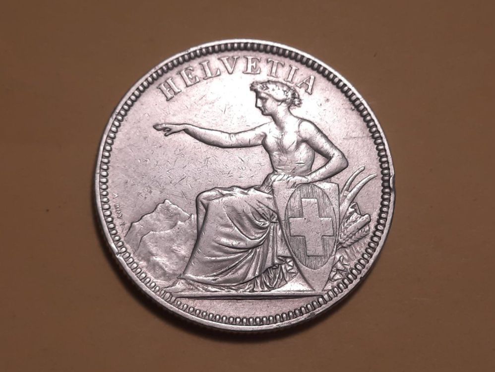 Schweiz 5 Franken Sitzende Helvetia 1874 B. Silber (Gebraucht) in Buchs SG für CHF 161 – mit ...