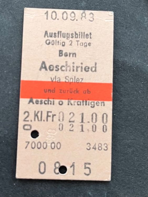 Ausflugsbillet Bern Aeschiried via Spiez 1983 | Kaufen auf Ricardo