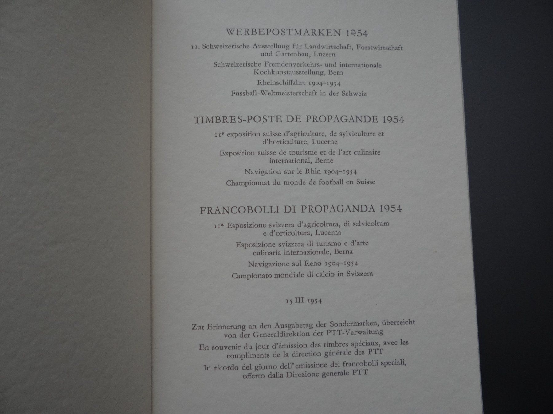 PTT-Geschenkheft 1954 Werbemarken mit ET+* ab CHF 9.-- (Gebraucht) in ...