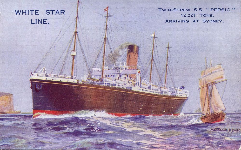WHITE STAR LINE - Dampfer "PERSIC" - Ankunft in Sidney (Gebraucht) in ...