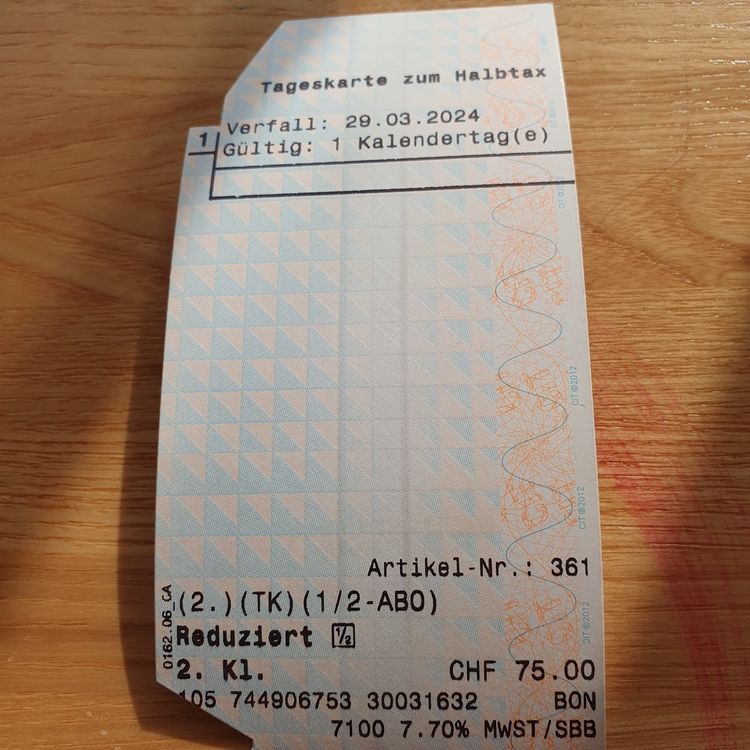 SBB Tageskarte zum Halbtax Abo gültig bis 29.03.24 | Kaufen auf Ricardo