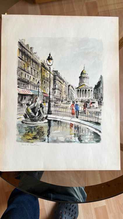 Paris, Le Pant Watercolor Painting by G. LeLon | Kaufen auf Ricardo