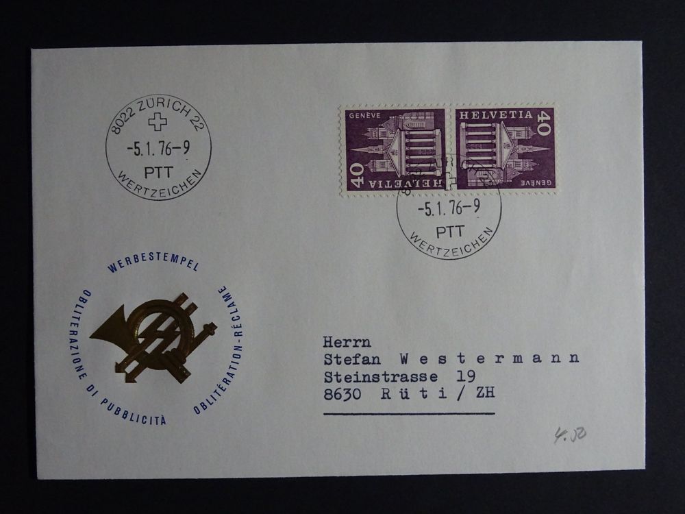 SCHWEIZ 1976, FDC Kehrdruck, Werbestempel | Kaufen auf Ricardo