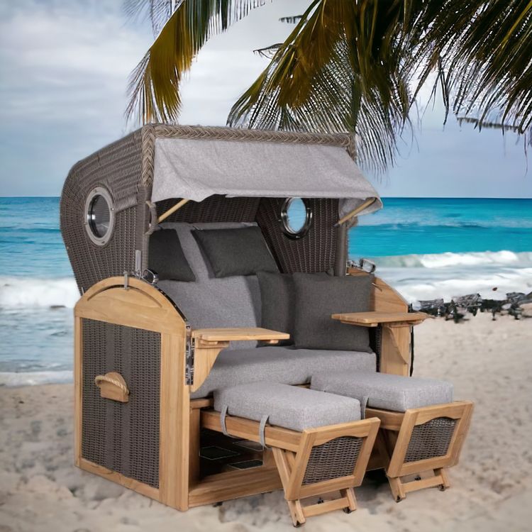 🔥 2.5er Teak Strandkorb Sylt - ca. 142cm Premium Ausführung (Neu und ...