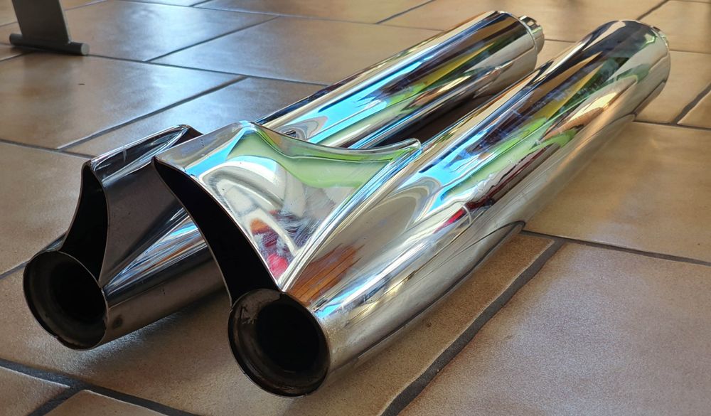 Fishtail, Auspuff, Endcaps, FLSTS Softail Springer Heritage (Gebraucht ...