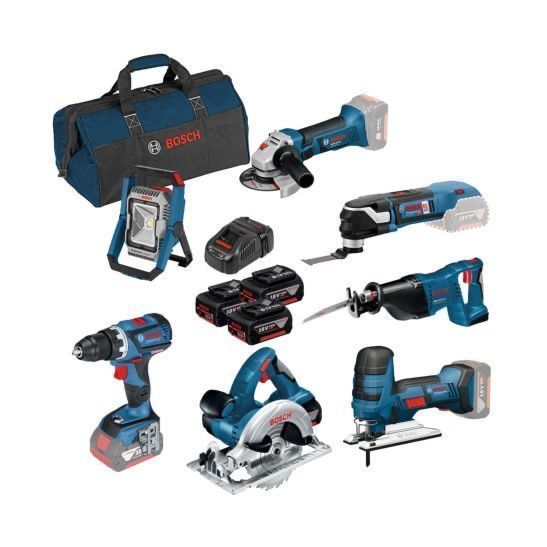 Bosch 7-Tool-Set Kit 18V GSR/GST/GKS/GSA/GWS/GOP/GLI, 3x5Ah (Neu und ...