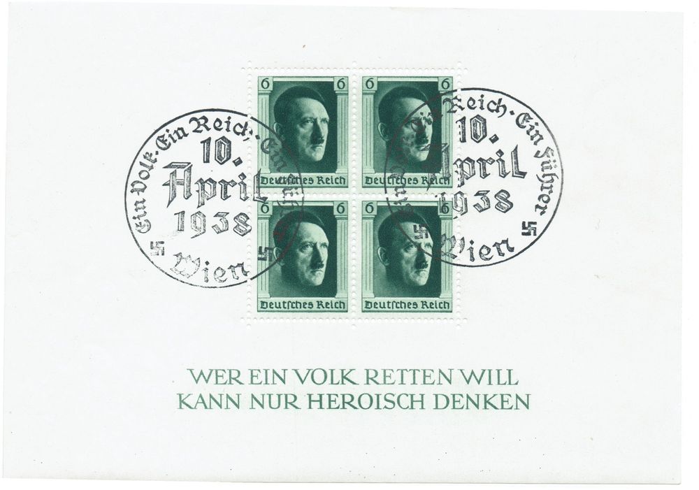 Deutsches Reich, Hitler Block mit Sonderstempel Wien 1938 (Gebraucht) in Kriens für CHF 3 – mit ...