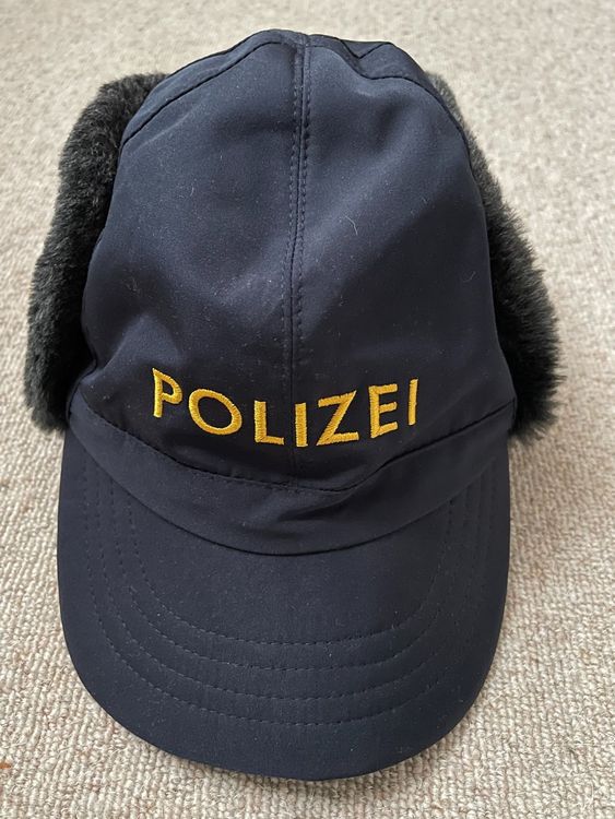 Wintermütze Polizei mit 2 x Ohrenschutz / Grösse 55 / NEU (Neu (gemäss ...