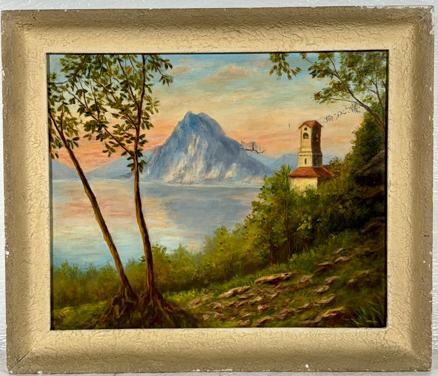 Alte Landschaft Gemälde mit See & Berg Ansicht unles. Sig. (Gebraucht) in Root für CHF 10 – mit ...