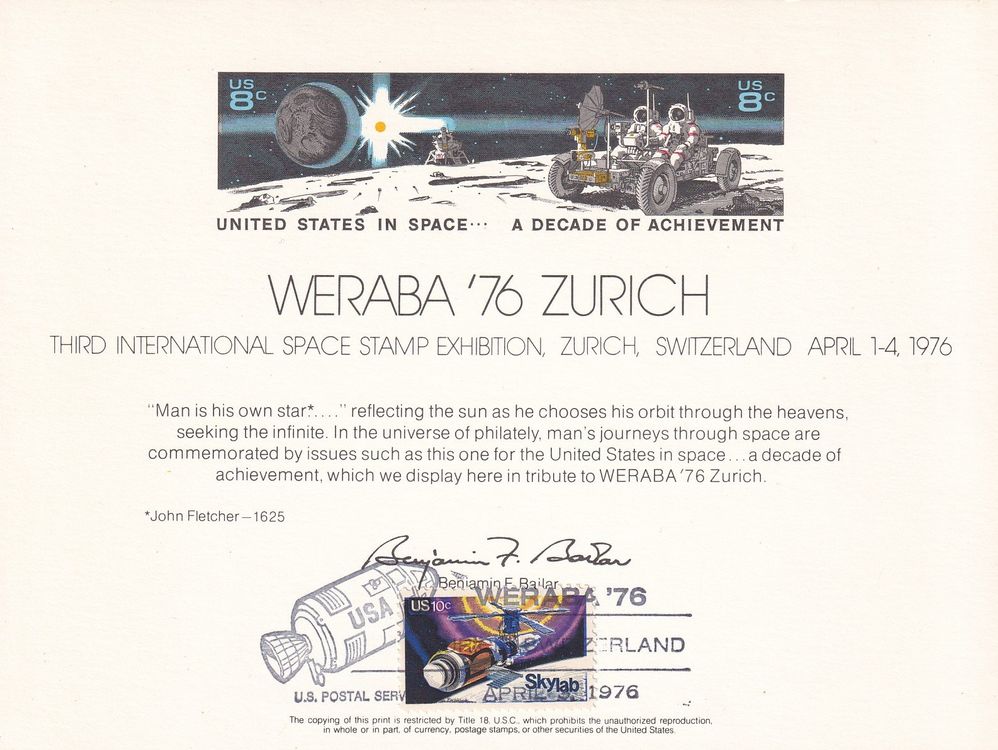 WERABA '76 Zürich, Intern. Weltraum-Briefmarken-Ausstellung (Gebraucht ...