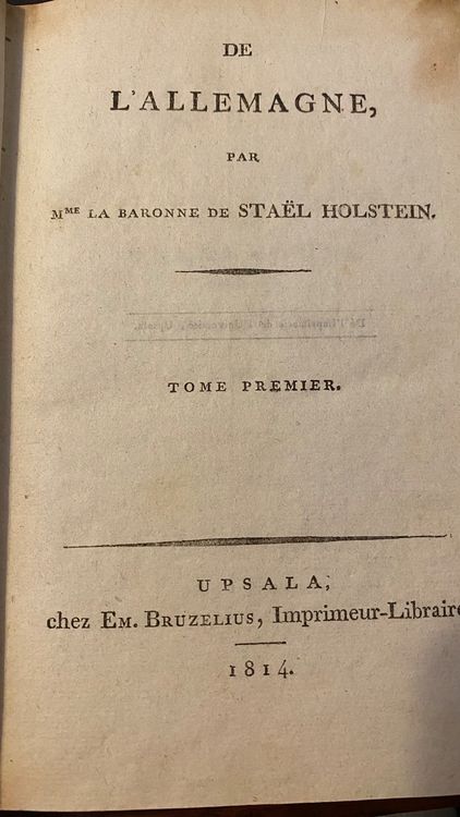 L'ALLEMAGNE, PAR MME LA BARONNE DE STAÊL HOLSTEIN. TOME 1-5 | Kaufen ...