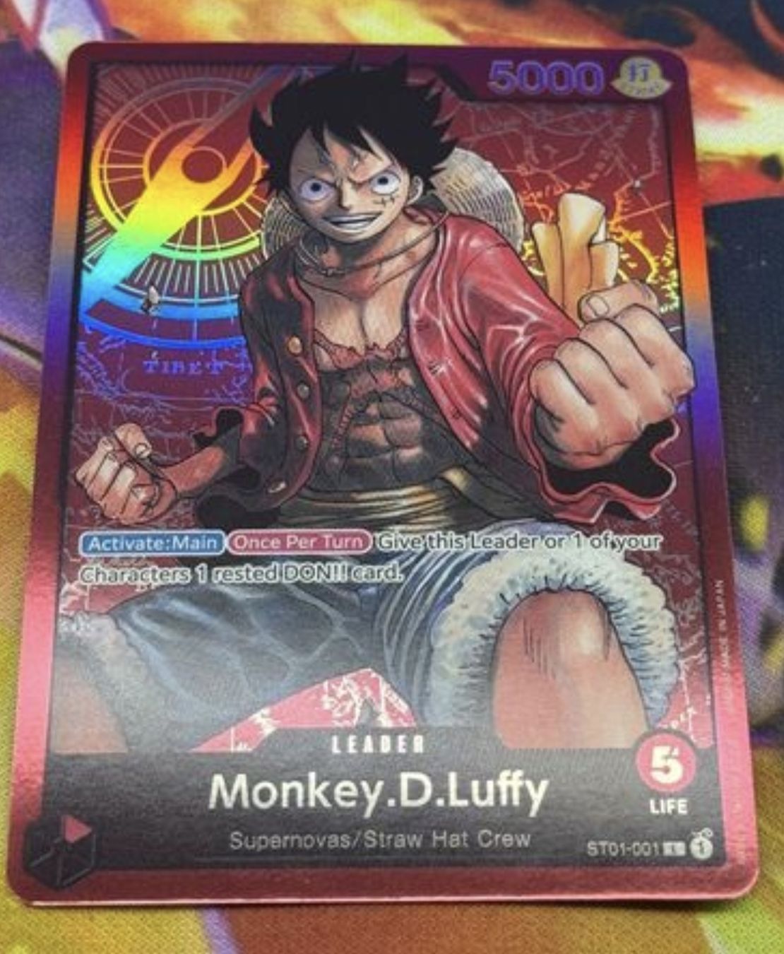 OnePiece TCG Monkey D. Luffy ST01-001 Pre Errata AA Leader (Neu (gemäss ...