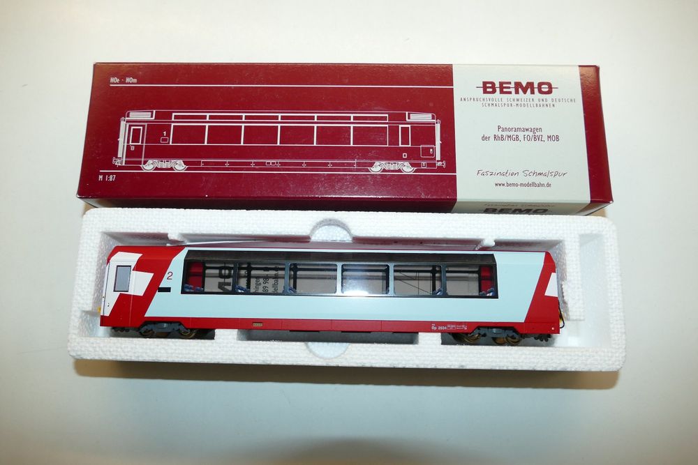 Bemo H0m: RhB 2.Kl. Panoramawagen Bp 2534 Glacier Express (Neu (gemäss Beschreibung)) in ...