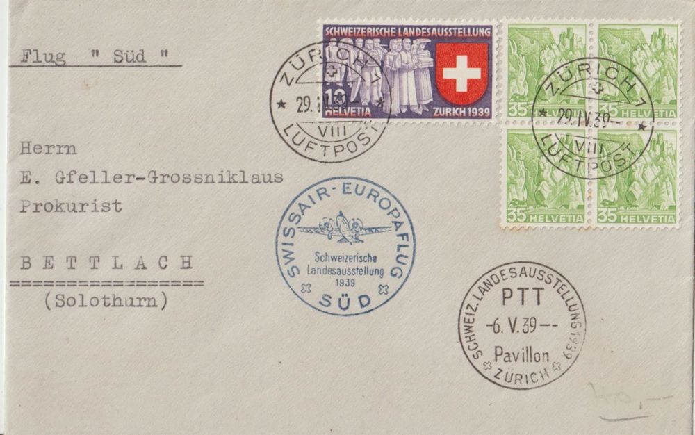 Flug 1939 Swissair Europaflug Vignette | Kaufen auf Ricardo