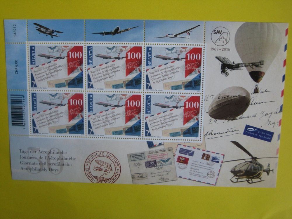 ** Bogen 50J. Tag der Aerophilatelie2016 (Neu (gemäss Beschreibung)) in Wangs für CHF 4.5 – mit ...