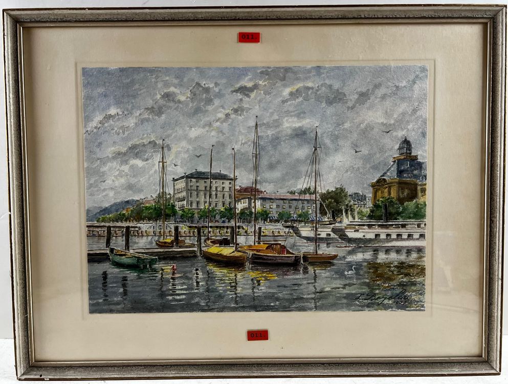 Hafenszene Aquarell Signiert. Beyeler 1957 | Kaufen auf Ricardo