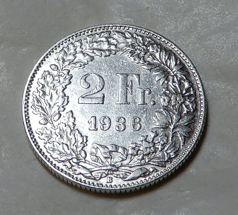 Silber Münze, 1936 , 2 Franken (Gebraucht) in Luzern für CHF 7 – mit Lieferung auf Ricardo kaufen