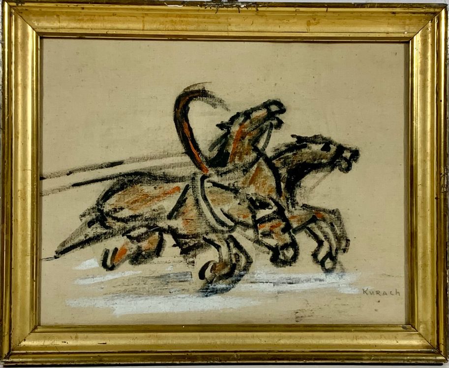 Ivan Kurach (1909-1968) Gemälde -Galoppierende Pferde (Gebraucht) in Root für CHF 135 – mit ...