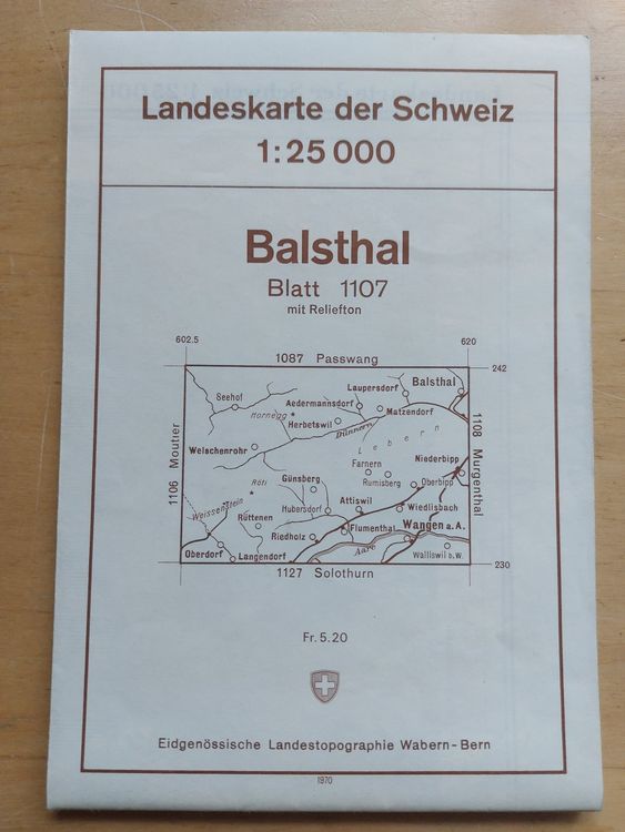 Landeskarte der Schweiz - BALSTHAL (Gebraucht) in Gipf - Oberfrick für CHF 5 – mit Lieferung auf ...