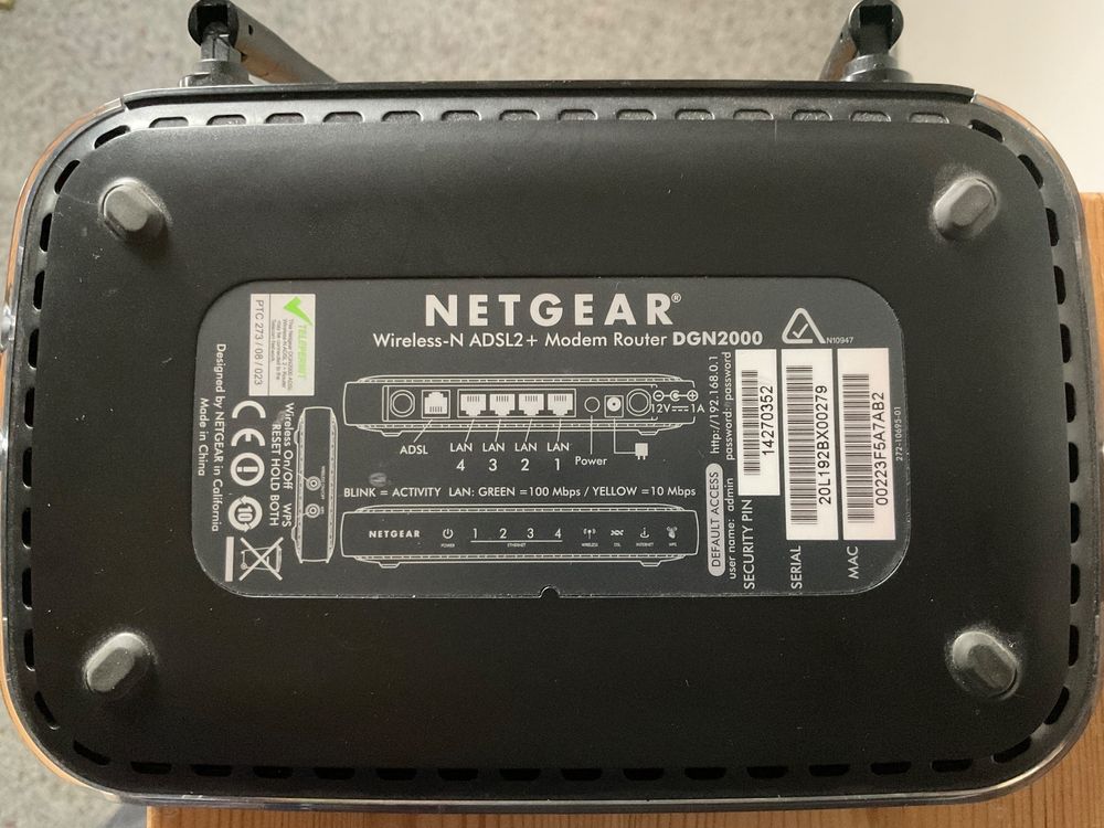 Router Netgear Wireless-N ADSL2 + Modem Router DGN2000 (Gebraucht) in ...
