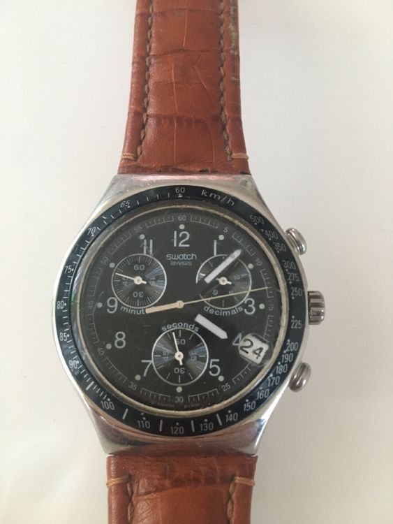 Swatch Irony Chronograph Lederarmband Edelstahl | Kaufen auf Ricardo