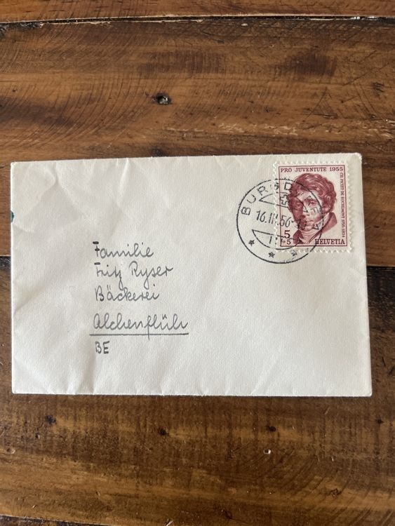 Alter Briefumschlag mit CH Briefmarke 1955 (Gebraucht) in Bolligen für ...