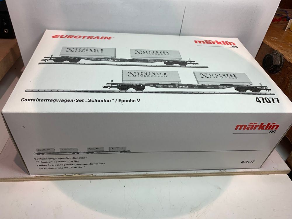 Märklin 47077 Set mit 2 Tragwagen Sgns Schenker WS/AC (Gebraucht) in ...