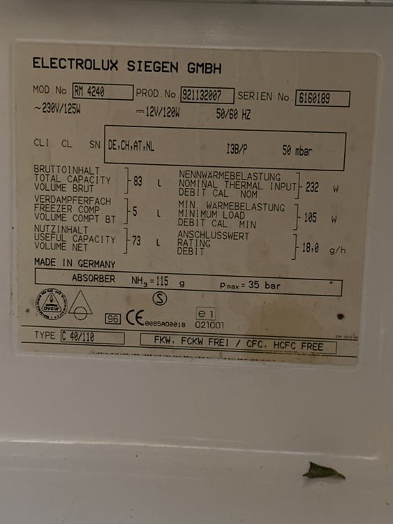 Kühlschrank Elektrolux RM 4240 (Gebraucht) in Grindel für CHF 1 – nur ...