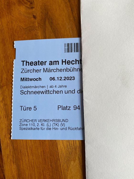2 x Tickets 6.12. Zürcher Märchenbühne / Schneewittchen | Kaufen auf ...