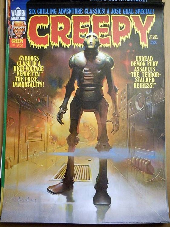 CREEPY #72 VINTAGE POSTER CYBORG VENDETTA WARREN 1976 (Neu (gemäss ...