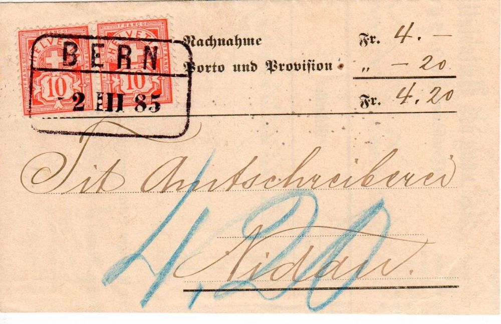 Brief, grosser Kastenstempel Bern 1885 | Kaufen auf Ricardo