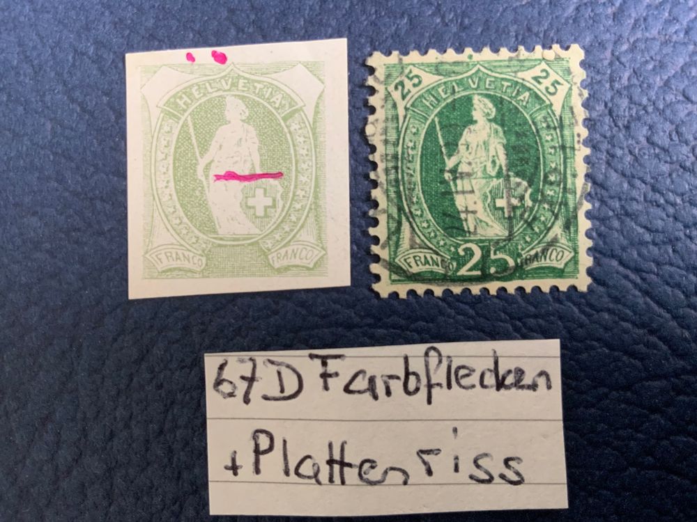 Briefmarken Schweiz Stehende Helvetia 67D Abarten O (Gebraucht) in Binningen für CHF 2.8 – mit ...