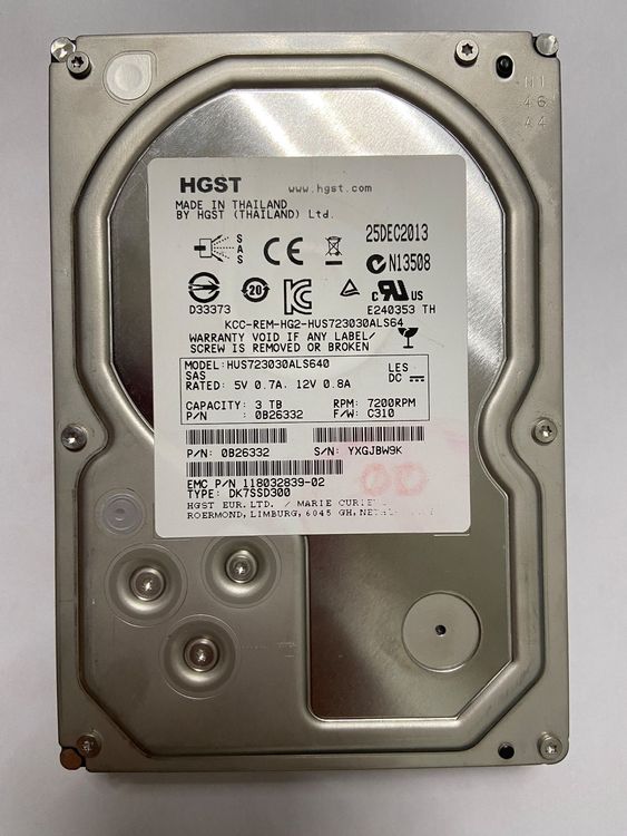 HGST 3TB 6Gbps 3.5" SAS HDD Enterprise Datacenter (Gebraucht) in ...