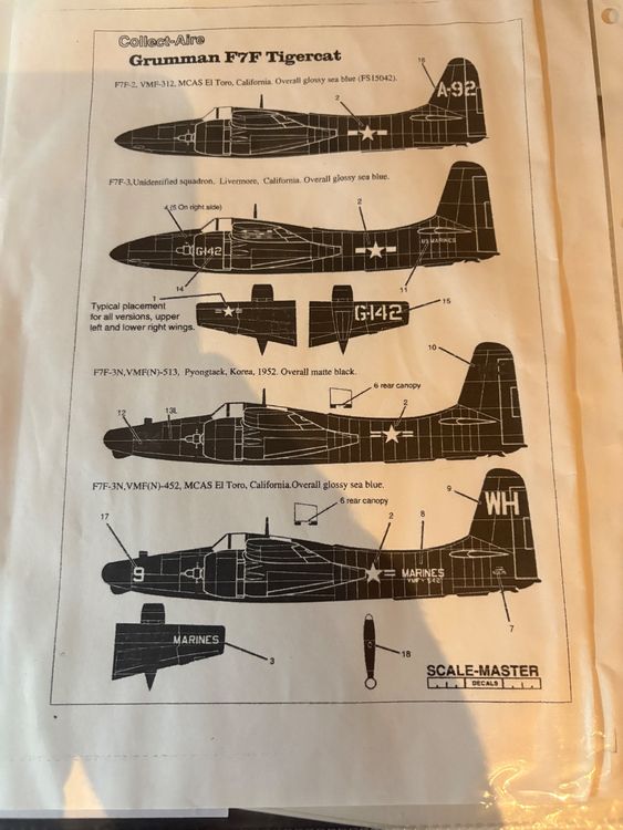 1/48 GRUMMAN F7F TIGERCAT DECALS | Kaufen auf Ricardo