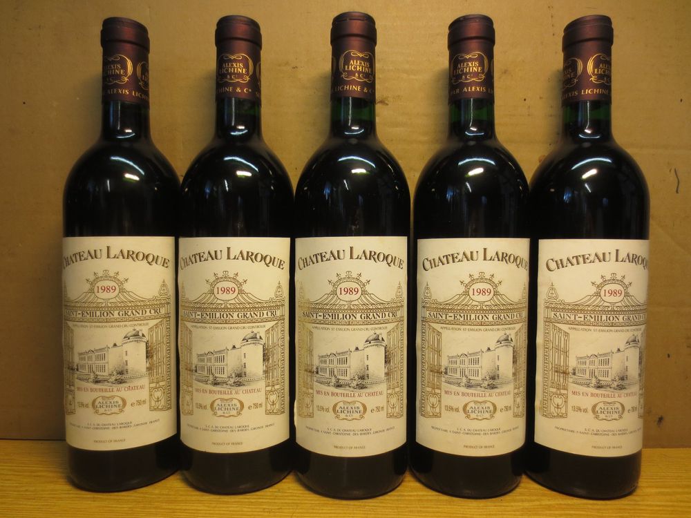 5 Fl. Chat. Laroque 1989 St. Emilion Grand Cru. (into neck) (Neu ...