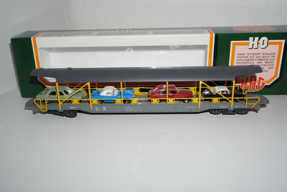 HAG 371 - BLS Autoverladewagen mit 4 Autos H0/DC (Gebraucht) in Matten ...