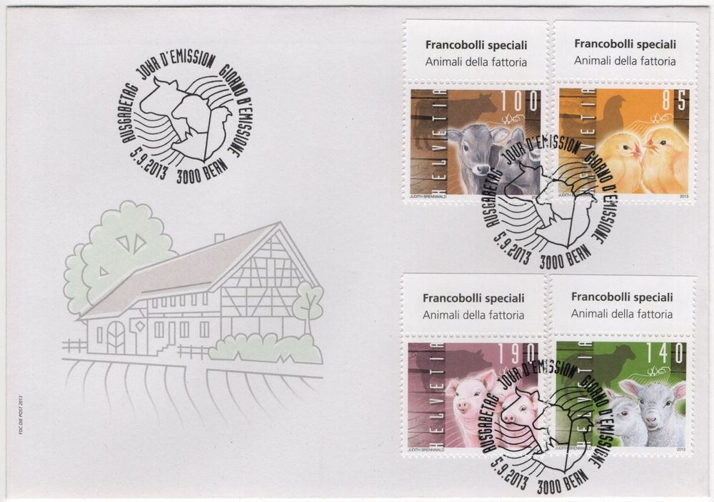 Bauernhof Tiere Serie mit TAB (it) auf illustriertem FDC (Gebraucht) in ...