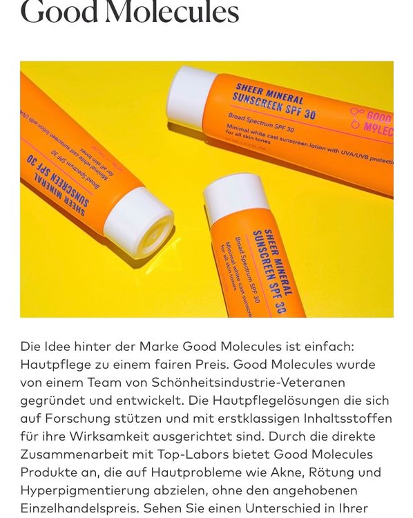 Good Molecules Sheer Mineral Sunscreen SPF 30,Neu | Kaufen auf Ricardo